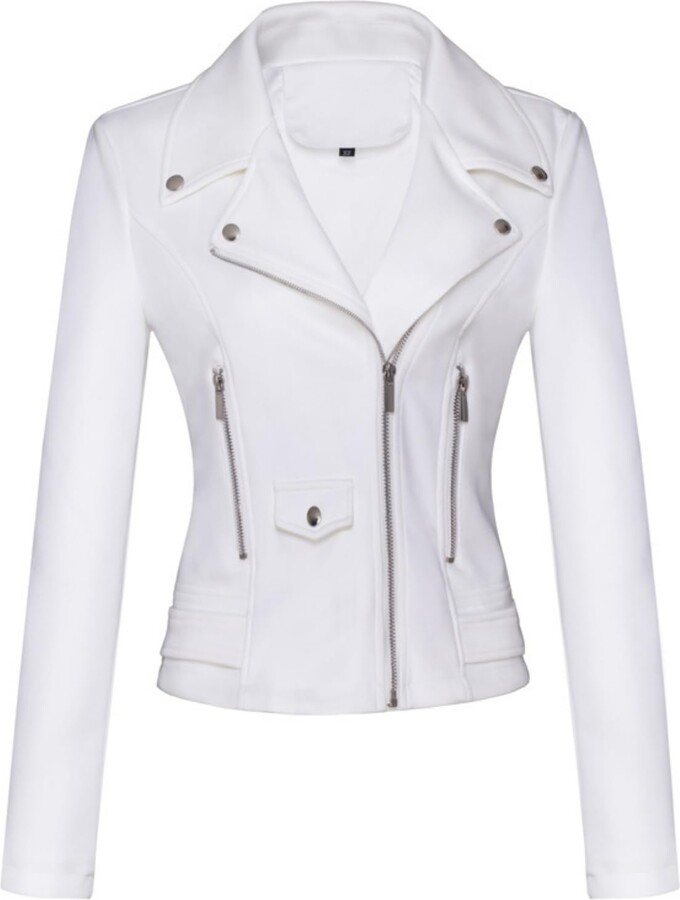 ANUFER Women's Faux Suede Leather Biker Jacket Cool Cross Zipper Short ...