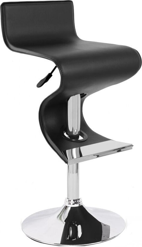 Wave Collection Height Adjustable PU Leather Swivel Bar Stool with Low ...