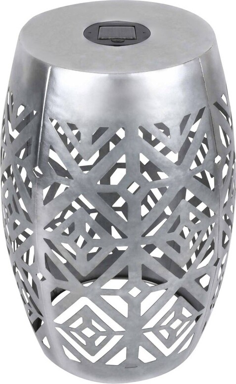 Decorative Cut-Out Patio Side Table with Solar Powered LED Light ...