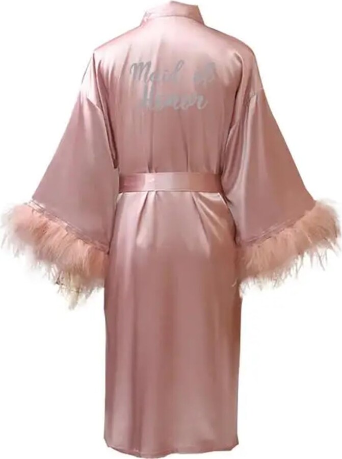 Yeuyyben Robe Kimono Satin Pajamas Wedding Robe Bridesmaid Sister ...