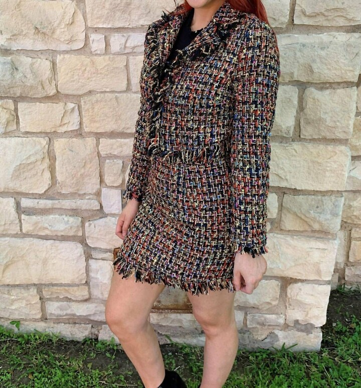 Fate Fringed Tweed Jacket in Red Multi - ShopStyle