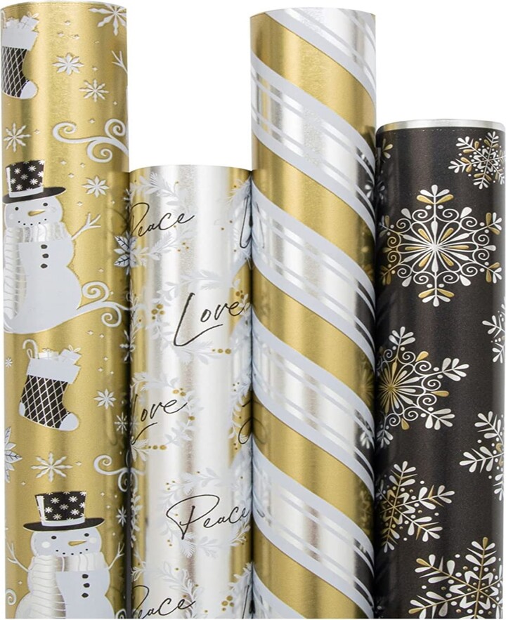 Jam Paper Assorted Gift Wrap 100 Square Feet Christmas Wrapping Paper Rolls, Pack of 4 - ShopStyle