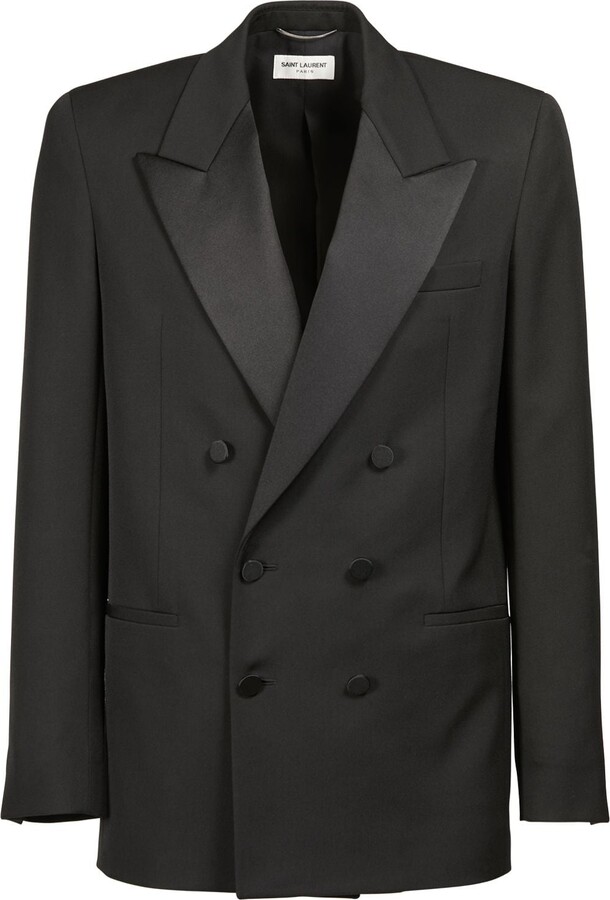 Saint Laurent Double breasted tuxedo jacket - ShopStyle Sport Coats ...