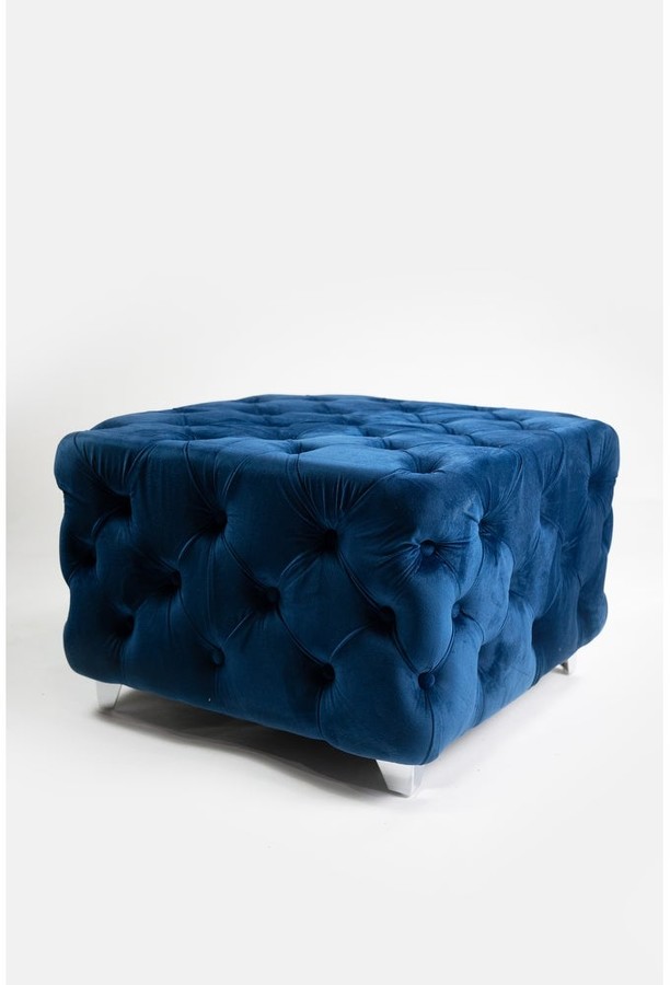 Overstock Navy Blue Velvet All-Over Button - Tufted Cocktail Ottoman ...