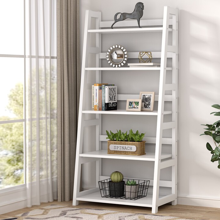 Tribesigns 5-Tier Ladder Shelves, Bookshelf Bookcase for Living Room ...