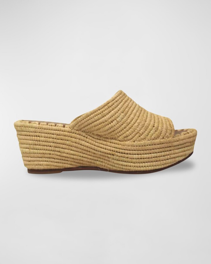 Carrie Forbes Karim Woven Raffia Wedge Slide Sandals - ShopStyle