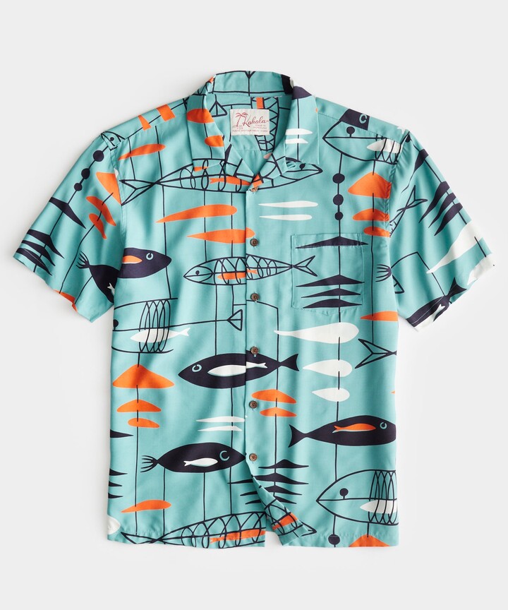 Todd Snyder x Kahala Aloha Shirt in Teal Fish - ShopStyle
