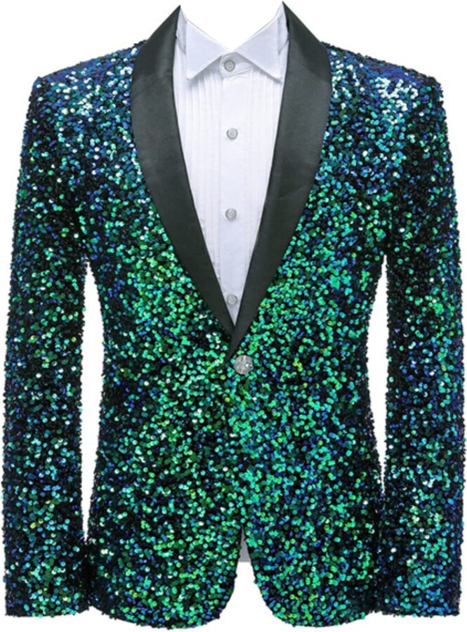 MAFSMJP Men's Dress Sequin bar Nightclub Stage Performance Suit Host ...