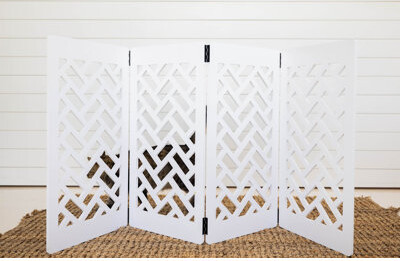 Tucker Murphy Pet Freestanding White PVC Panel Gate - Herringbone ...