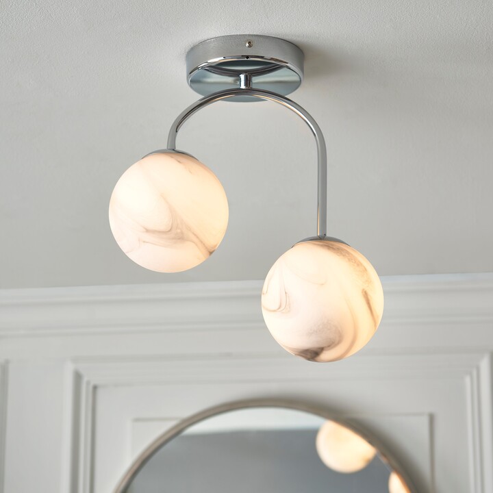 Dunelm Utopia Marble 2 Light Bathroom Semi Flush Ceiling Light Silver ...