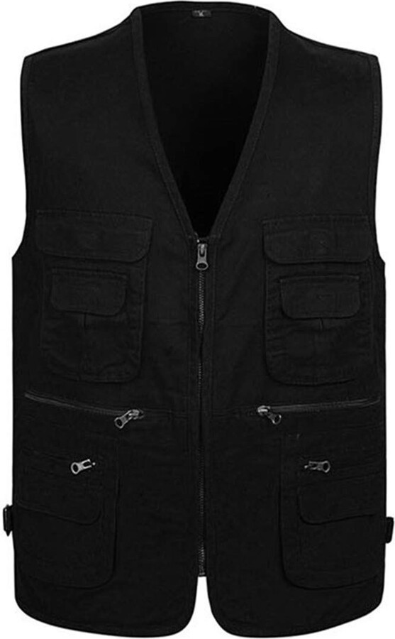 Jektotily Men's Cotton Waistcoat Jacket Multi Pocket Vest Outdoor ...