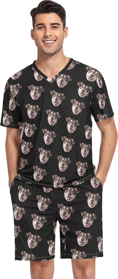 linqin Mens Custom Face Short Pajama Sets Personalized Loungewear Sets ...