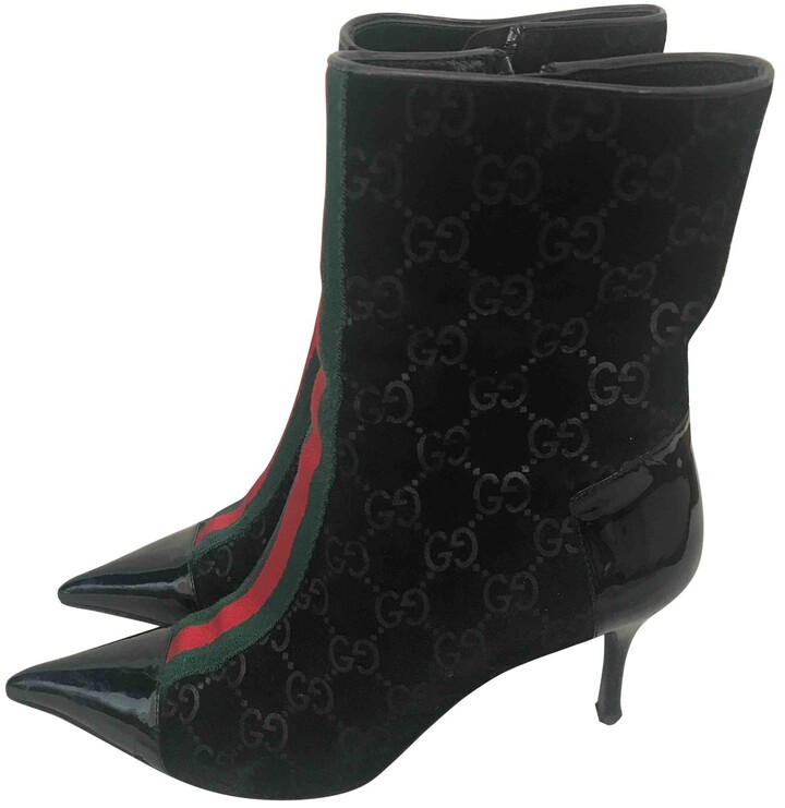 Gucci black Suede Boots - ShopStyle