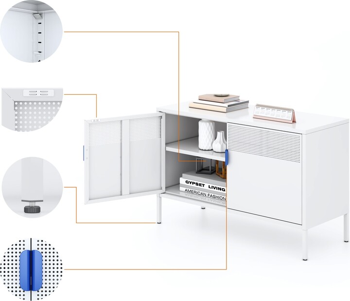 Metal Storage Locker Cabinet,Free Standing Ventilated Sideboard Steel ...