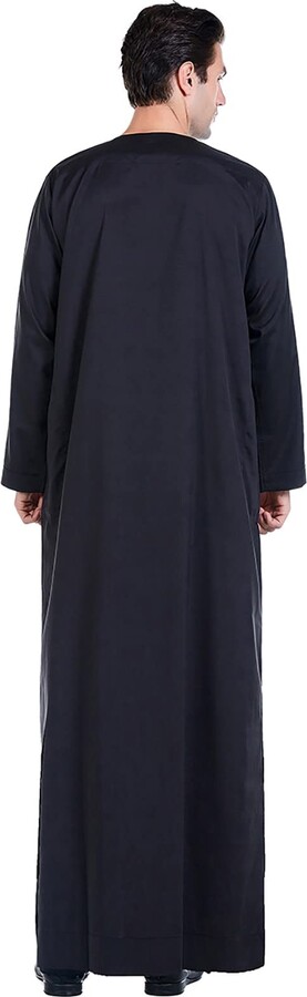 ETHKIA Stand Men's Muslim Arab Collar Color Robe Solid Middle Muslim ...