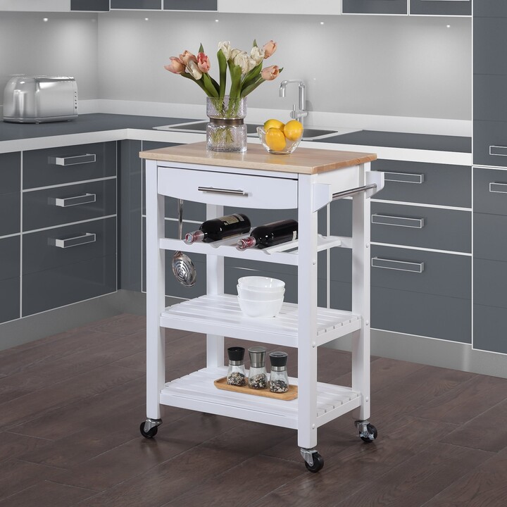 Global Pronex Ellaine 4 Tier Small Butcher Block Kitchen Island Cart ...