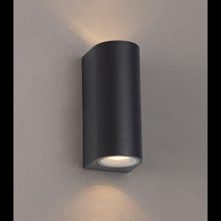 CGC Lighting 'Eileen' Black Outdoor Curved Double Spotlight Wall Light ...