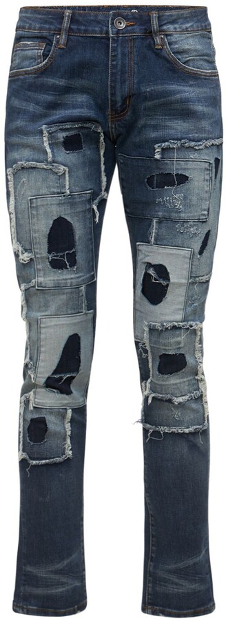Crysp Kar distressed patches painted jeans - ShopStyle