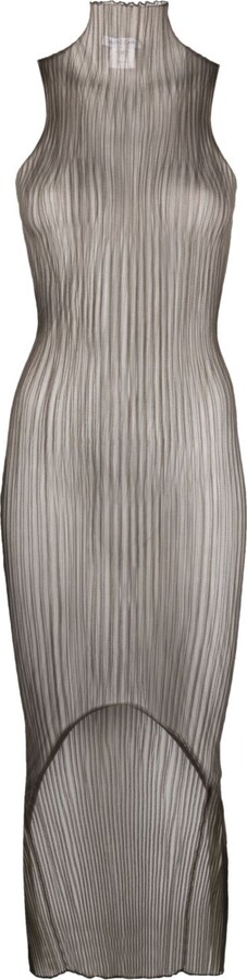 AISLING CAMPS Grey Modern Mist Sheer Midi Dress - ShopStyle