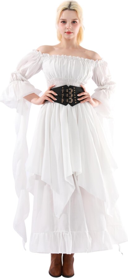 NSPSTT Renaissance Dress Victorian Dresses for Women White Medieval ...