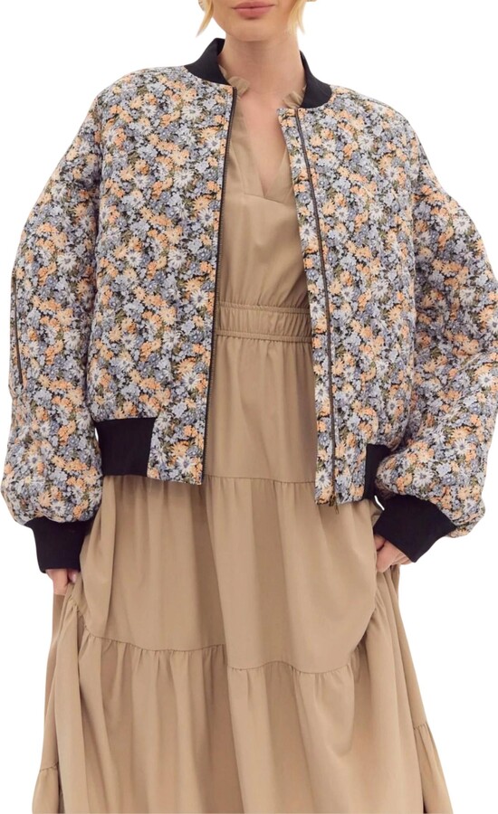 Entro Floral Bomber Jacket In Multi - ShopStyle