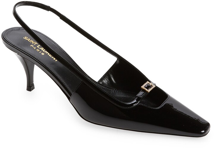 Saint Laurent Blade Square Toe Slingback Sandal - ShopStyle