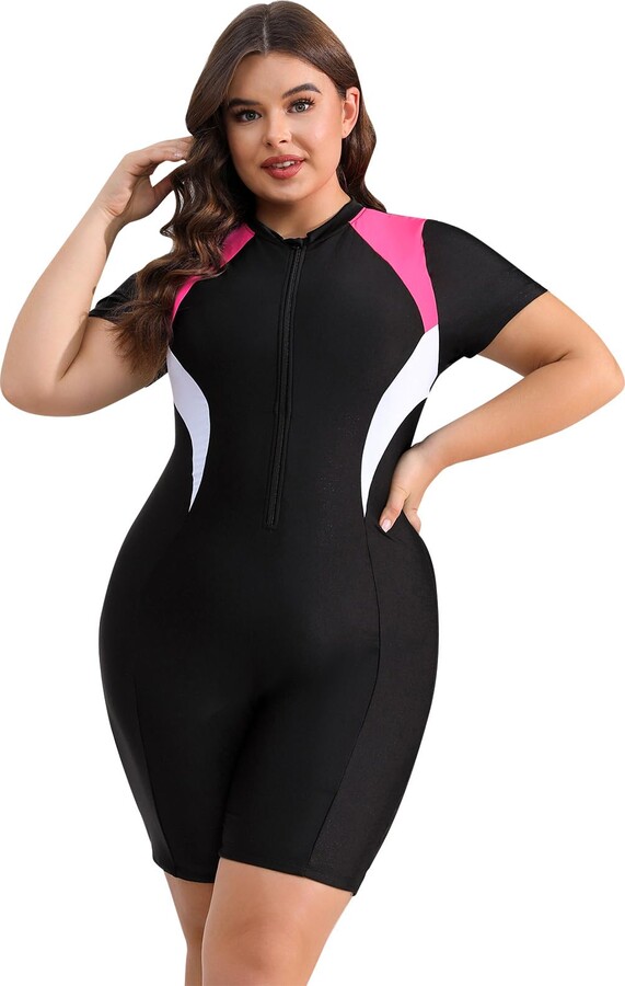 EFOGEP Plus Size Swimwear for Women: Ladies Swimming Costume Long ...