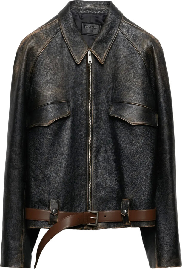 Prada Leather Jacket - ShopStyle