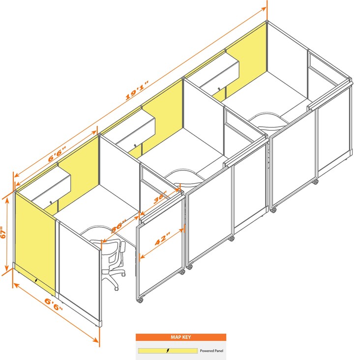 cubicles.com Cubicle with Sliding Door 67H 3pack Inline - ShopStyle ...
