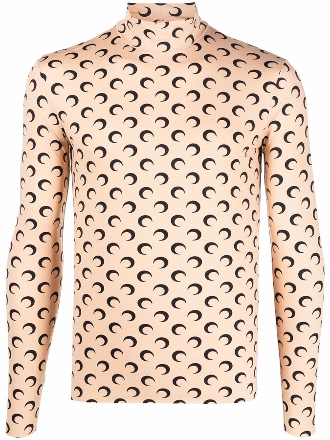 Marine Serre Crescent Moon Mock-Neck Top - ShopStyle Long Sleeve Shirts