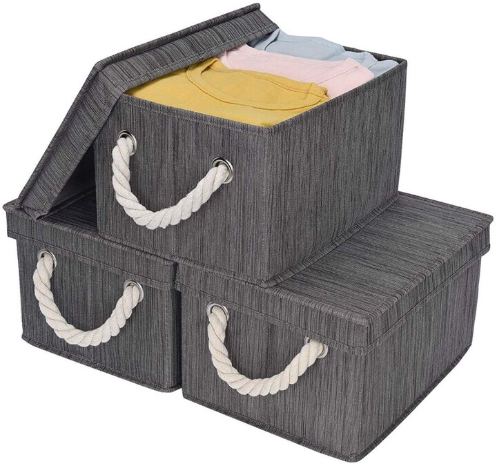 StorageWorks Foldable Fabric Storage Bin with Cotton Rope Handles and ...
