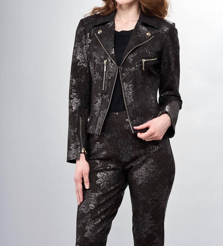 Insight Metallic Embossed Crocodile Jacket In Black - ShopStyle