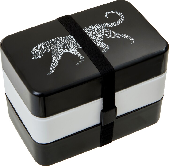 Premier Housewares Minimalist Leopard Lunch Box With Cutlery, Organized ...
