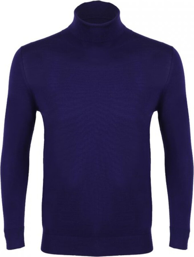 David Wej Men's Dixon Light Wool Roll Neck Jumper – Royal Blue ...