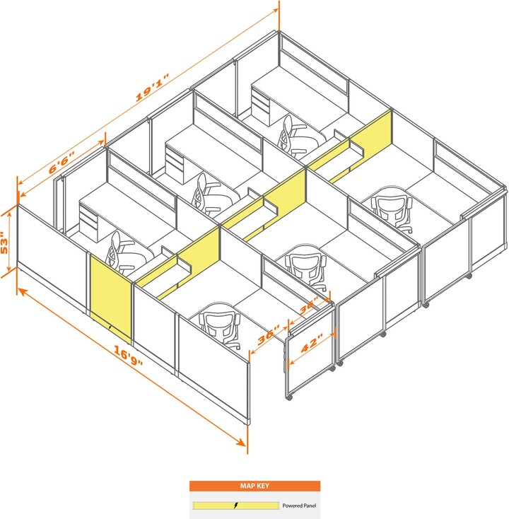cubicles.com Cubicles with Sliding Doors 53H 6pack Cluster - ShopStyle ...