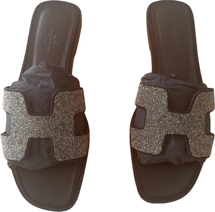 Hermes Oran leather mules - ShopStyle