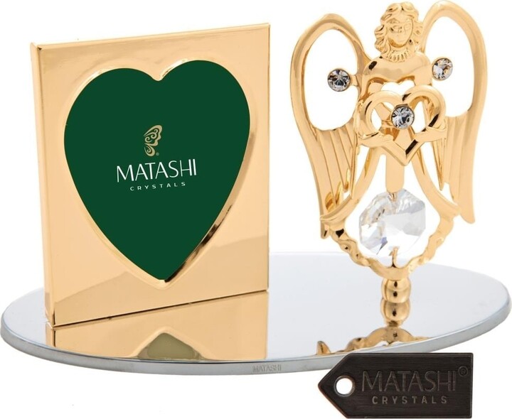 24K Gold Plated Angel Holding a Heart Picture Frame Made with Matashi ...