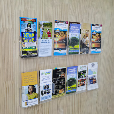 FixtureDisplays Acrylic Literature Rack, Wall-Mount Brochure Magazine ...