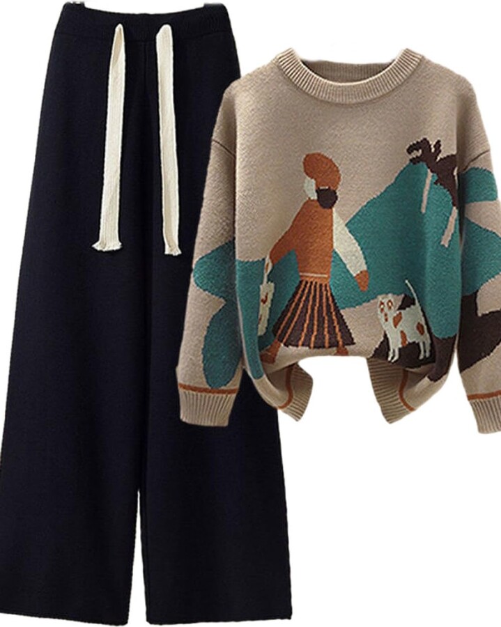COSKTIARL Fall Winter Knitted 2 Piece Sets - Womens Outfits Office ...