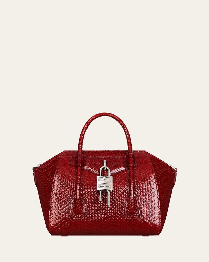 Givenchy Antigona Mini Lock Top-Handle Bag in Shiny Python - ShopStyle