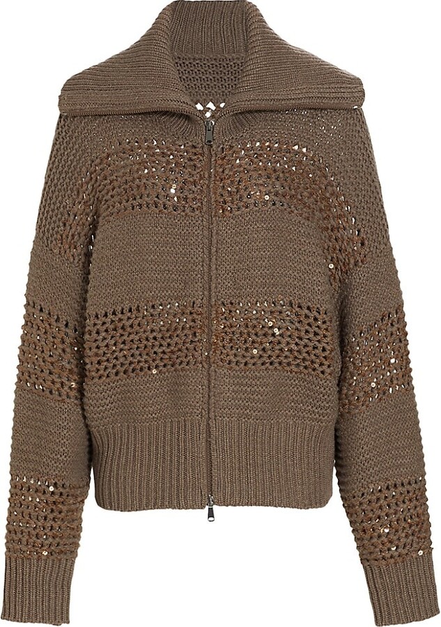 Brunello Cucinelli Cashmere Sequin-Embellished Cardigan - ShopStyle