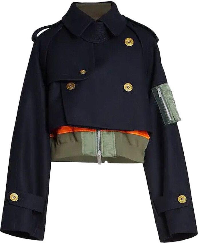 Sacai Double Layer Cropped Jacket - ShopStyle