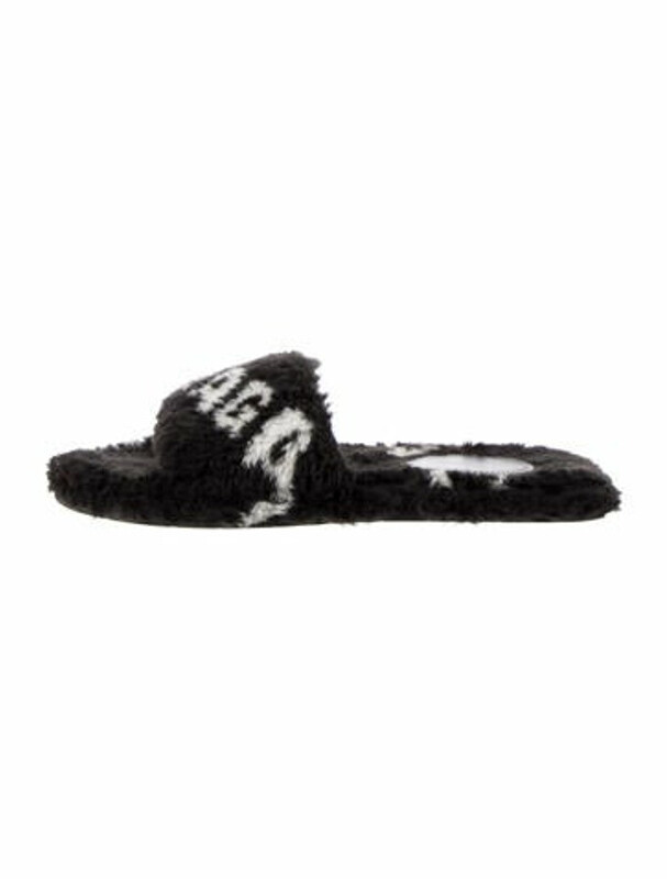 Balenciaga 2020 Fuzzy Logo Slides Black - ShopStyle