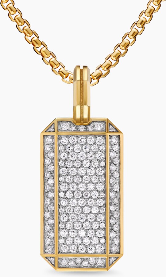David Yurman Deco Tag in 18K Yellow Gold with Diamonds | Men's ...