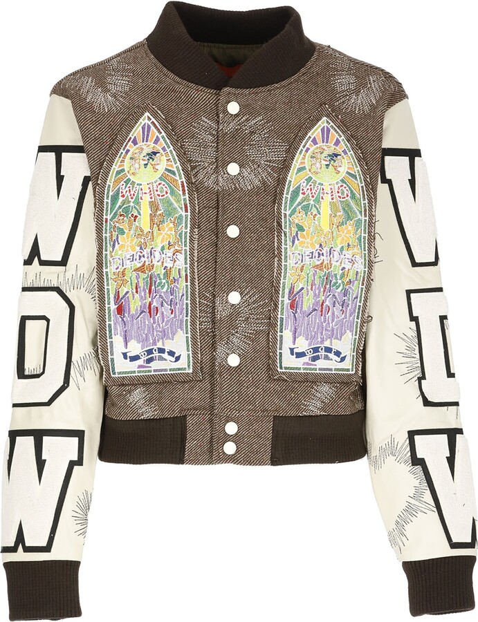 Who Decides War Namesake Varsity Bomber Jacket - ShopStyle