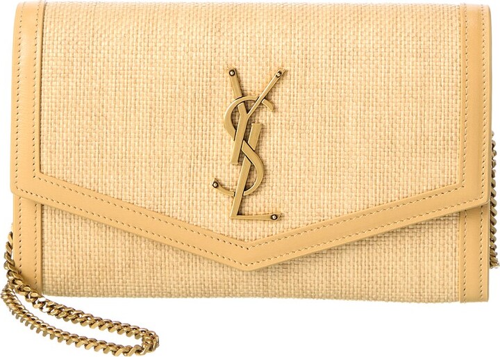 Saint Laurent Uptown Micro Raffia Wallet On Chain - ShopStyle