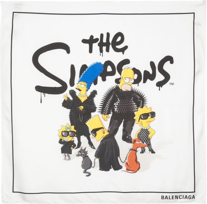 Balenciaga The Simpsons-print silk scarf - ShopStyle Scarves & Wraps