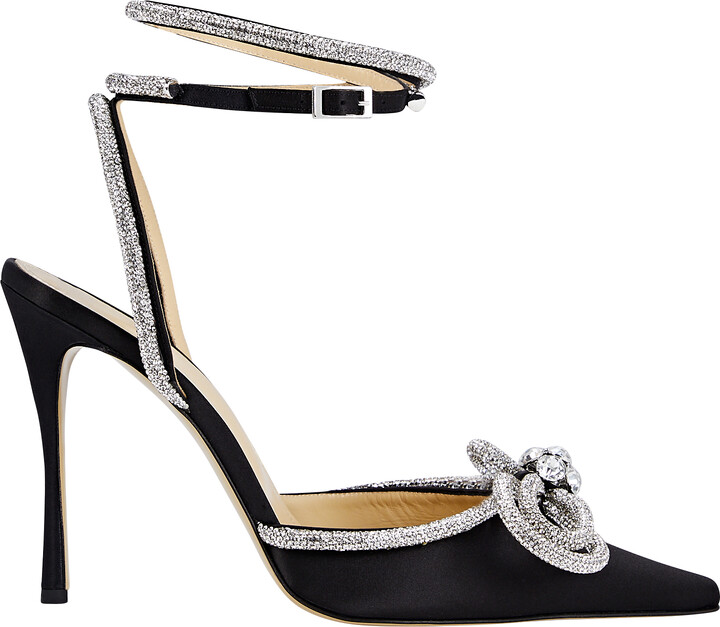 MACH & MACH Double Bow Crystal-Embellished Satin Pumps - ShopStyle