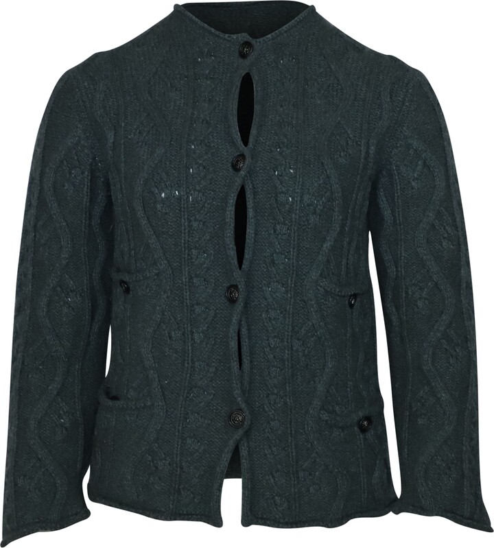 Chanel Cable Knit Cardigan in Teal Cashmere - ShopStyle