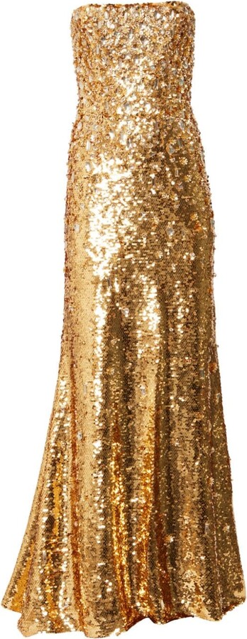 Carolina Herrera Sequin-Embellished Strapless Maxi Dress - ShopStyle
